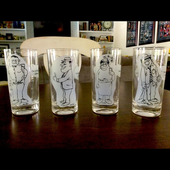 William Box | Dining | Four Very Rare Vintage William Box Cartoon Bar ...